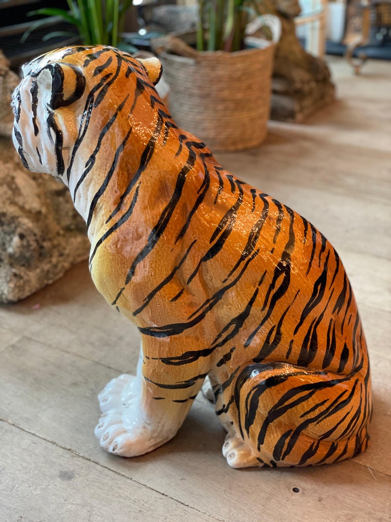 Italian Polychrome Ceramic Tiger at 1stDibs