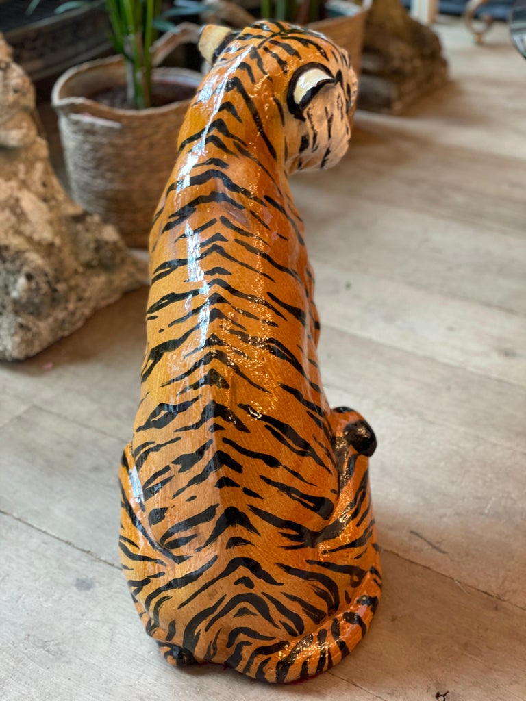 Italian Polychrome Ceramic Tiger at 1stDibs