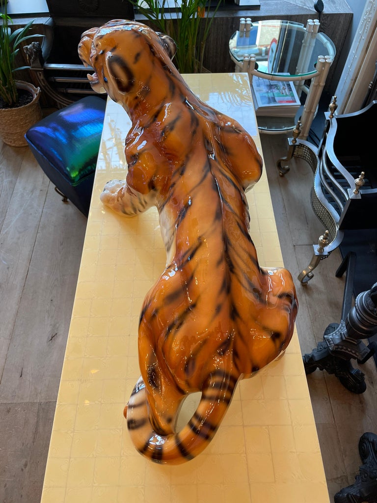 Italian Polychrome Ceramic Tiger at 1stDibs