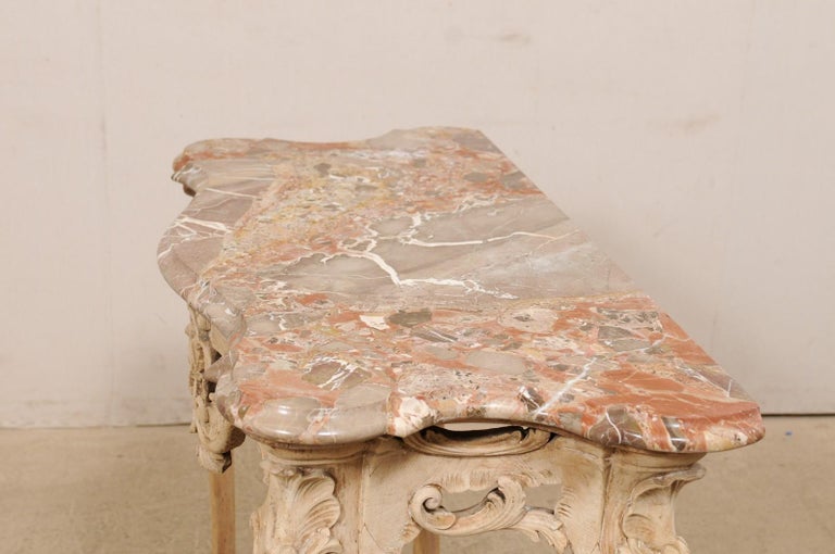 Italian Rococo-Style Carved and Bleached Console Table W/ Original ...