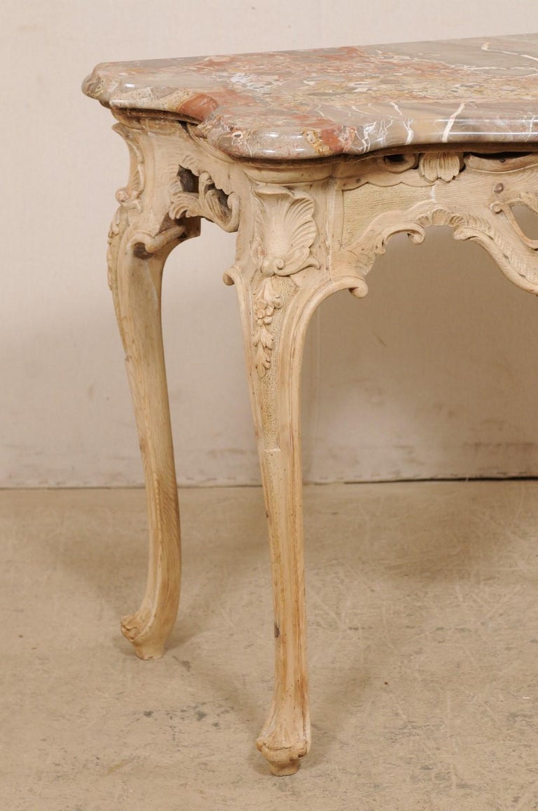 Italian Rococo-Style Carved and Bleached Console Table W/ Original ...