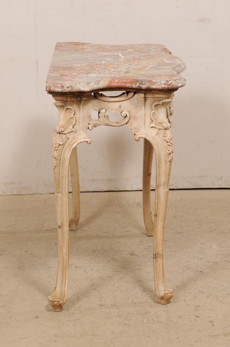 Italian Rococo-Style Carved and Bleached Console Table W/ Original ...