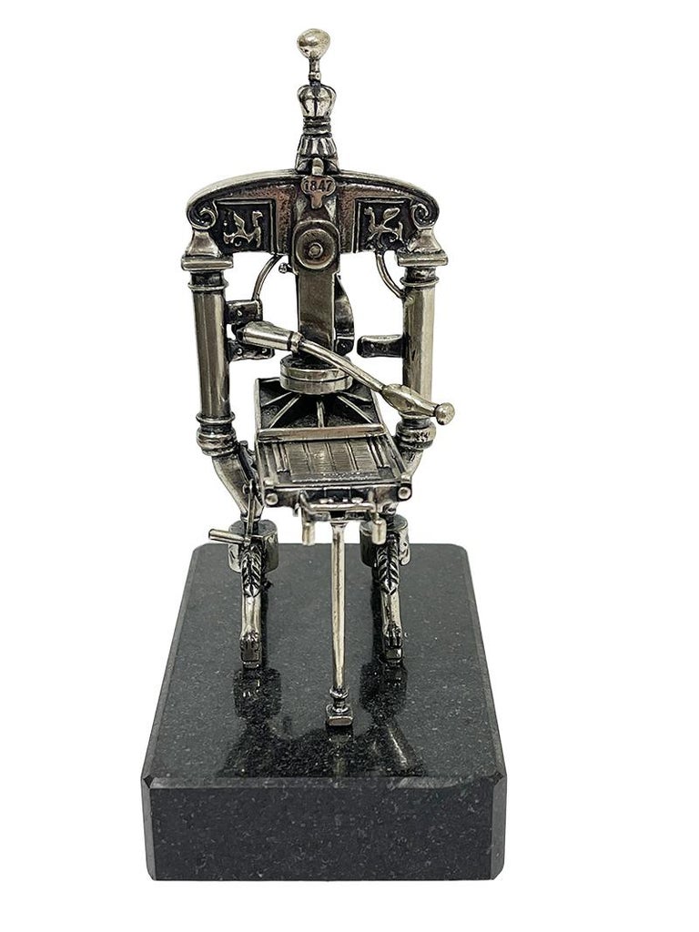 Italian Silver Miniature Printing Press by Menegatti Brothers For Sale ...