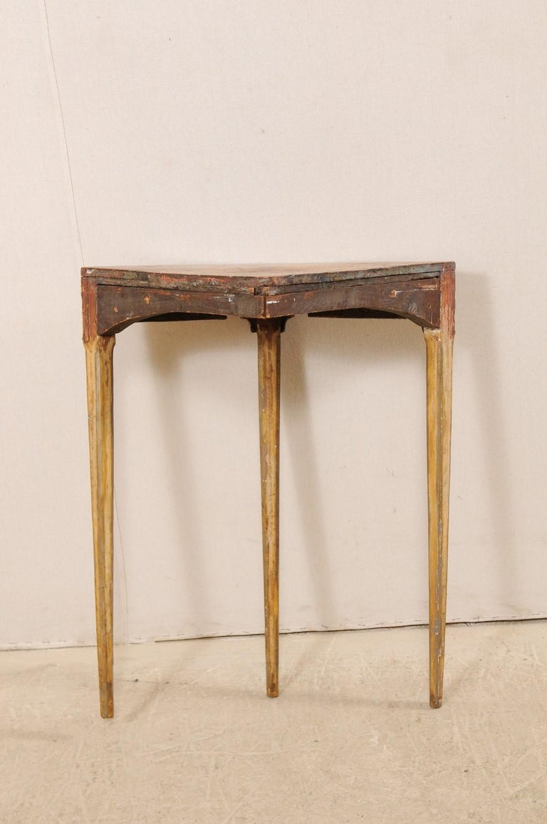 Italian Three-Legged Corner Table with Faux Marble Painted Top, Mid ...