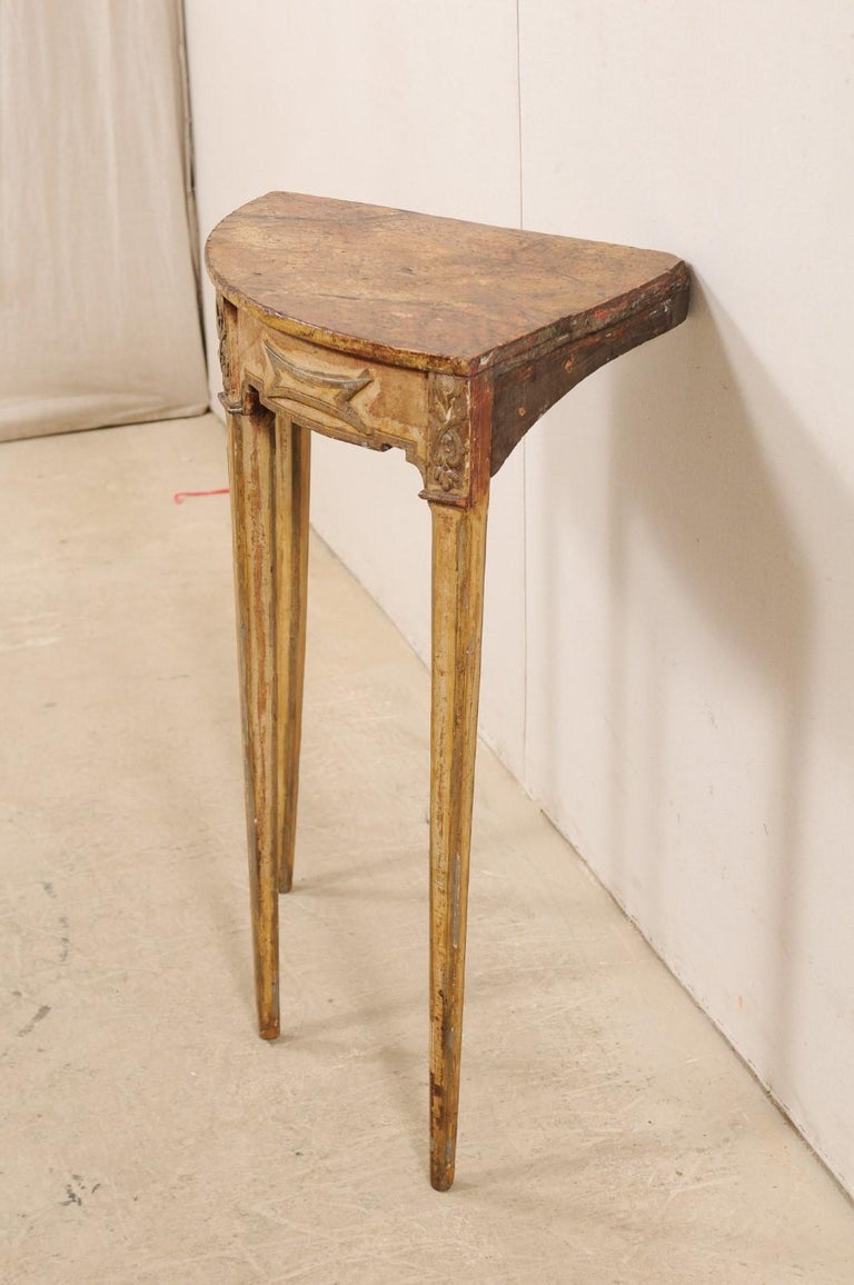 Italian Three-Legged Corner Table with Faux Marble Painted Top, Mid ...