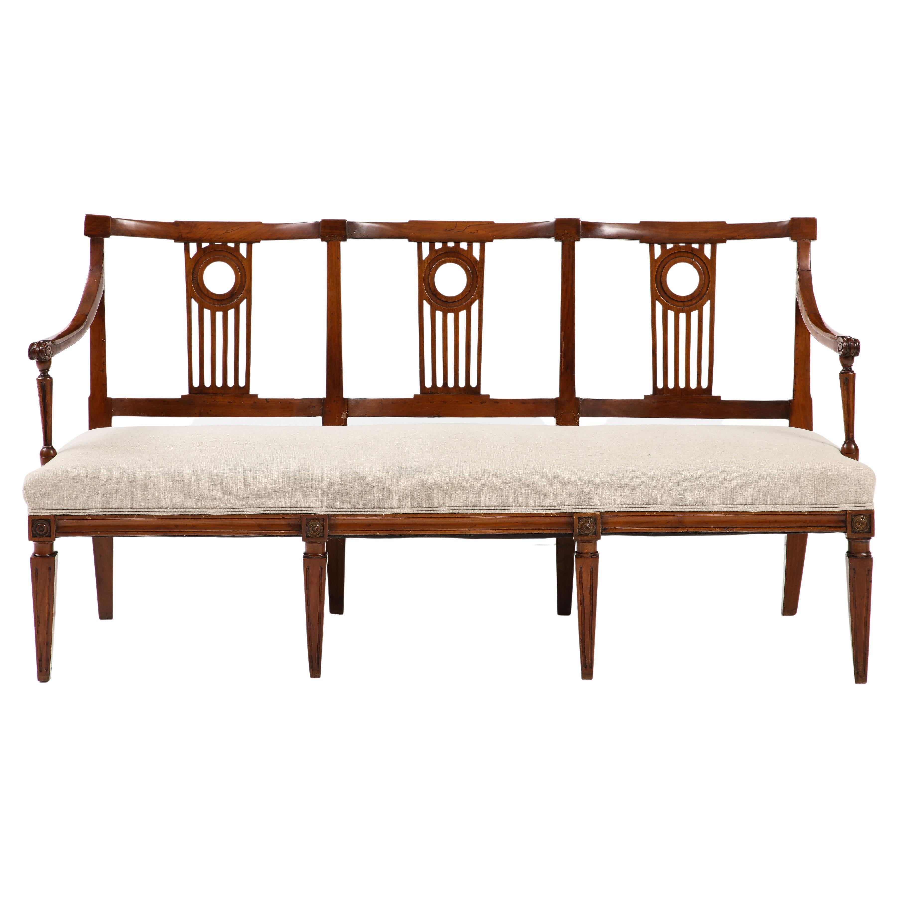Italian Walnut Bench For Sale at 1stDibs