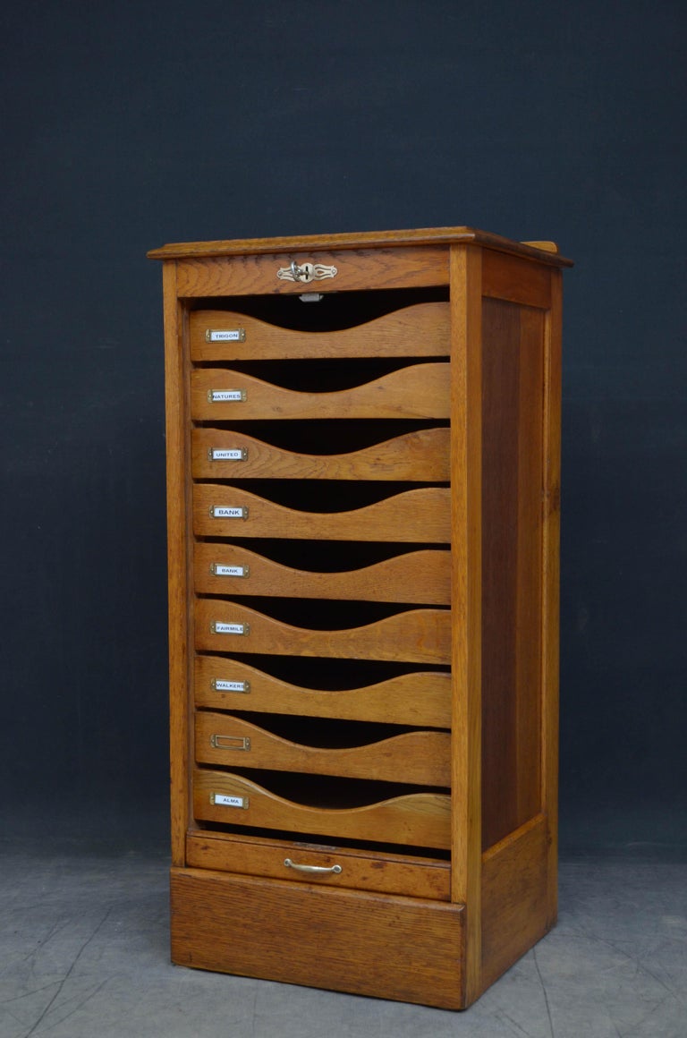 Oak Tambour Filing Cabinet at 1stDibs