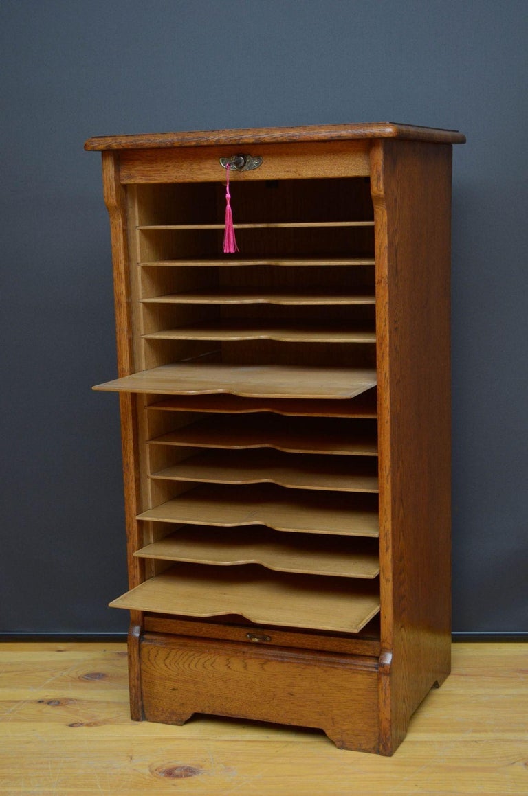 Oak Tambour Filing Cabinet For Sale at 1stDibs