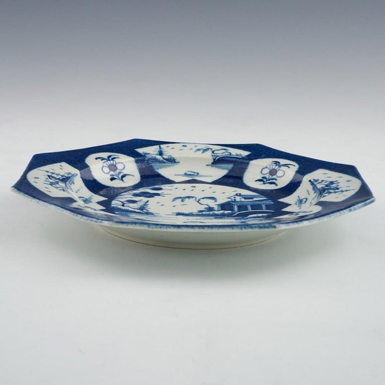 Octagonal Worcester Porcelain Plate Fan Panel Landscape Pattern, 1768 ...