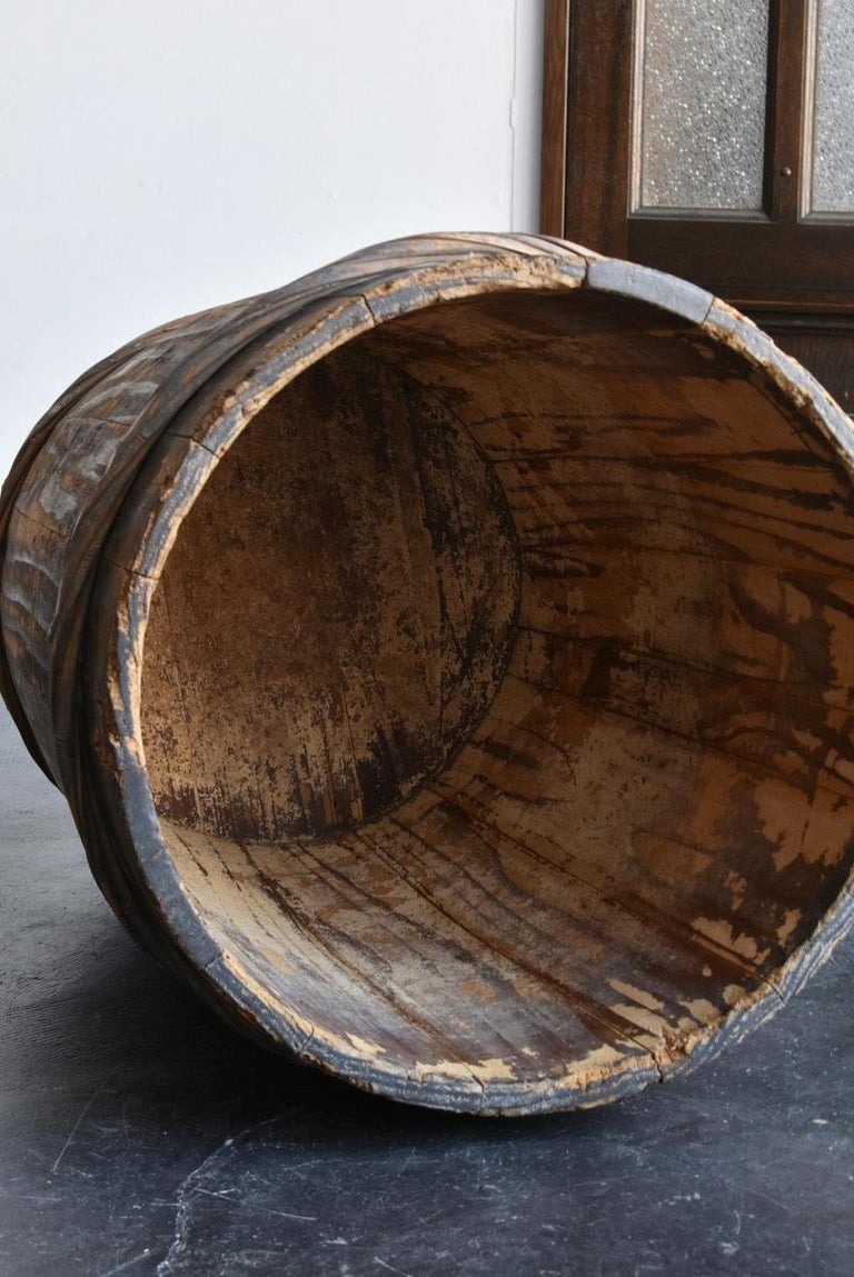 Old Japanese Wooden Barrel Containing Miso / Table Base / Planter ...