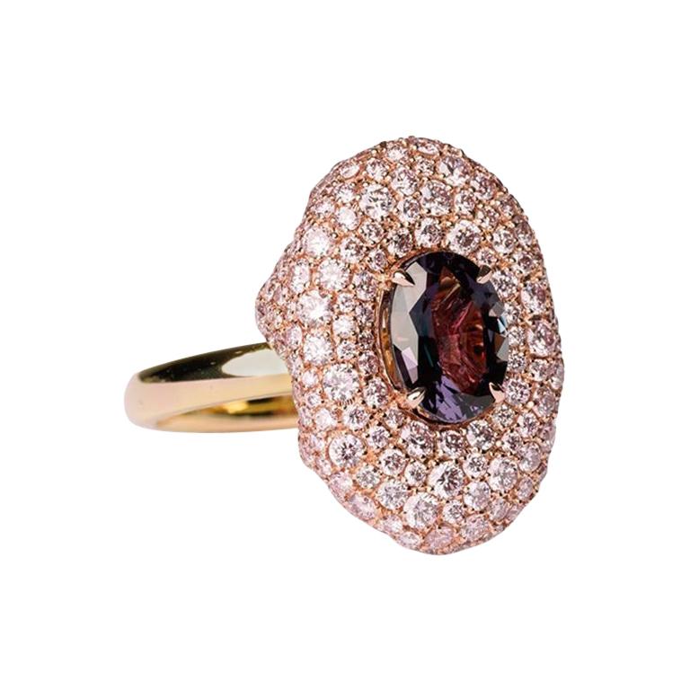 An Order of Bling Alexandrite and Pink Diamond Ring For Sale at 1stDibs