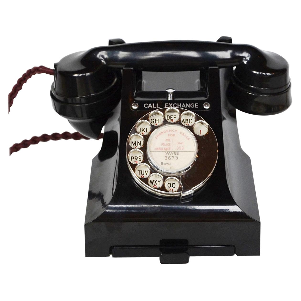 Original GPO 232L Black Bakelite Telephone, circa 1945 For Sale at 1stDibs