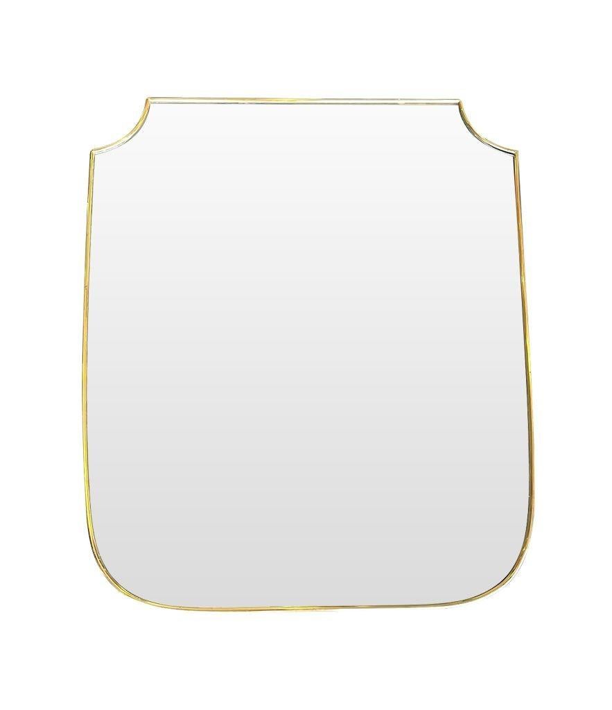 Orignal 1950s Italian Brass Framed Shield Mirror of Good Proportions ...