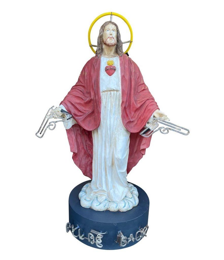 Orignal Chris Bracey Neon Sculpture of Jesus "I'll Be Back" with Neon ...