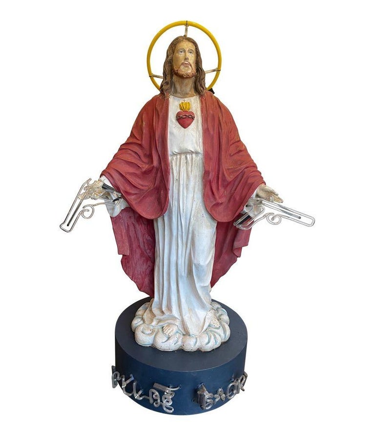 Orignal Chris Bracey Neon Sculpture of Jesus "I'll Be Back" with Neon ...