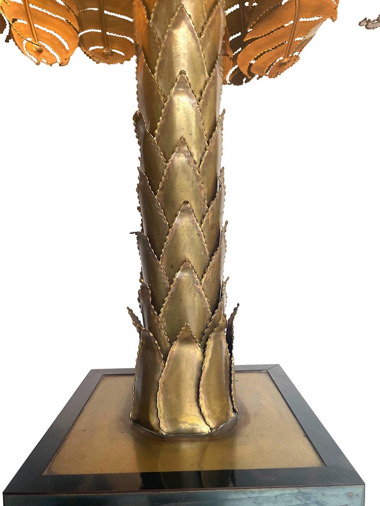Orignal Maison Jansen Torch Cut Brass Palm Tree Lamp with Original ...