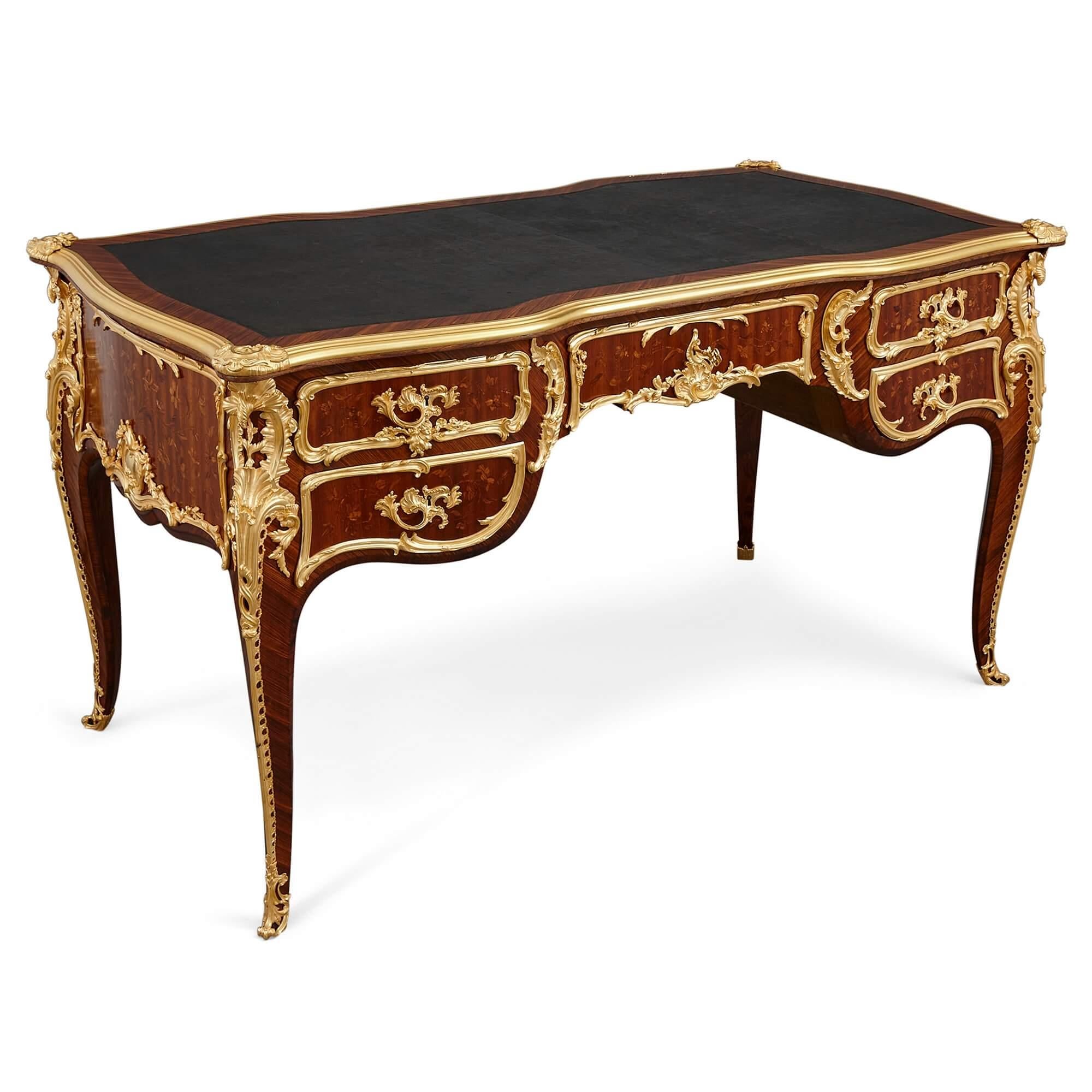 Ormolu Mounted Louis XV Style Kingwood and Marquetry Desk by Zwiener ...