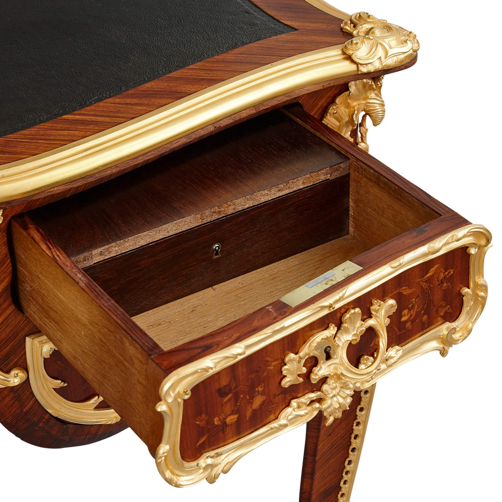Ormolu Mounted Louis XV Style Kingwood and Marquetry Desk by Zwiener ...