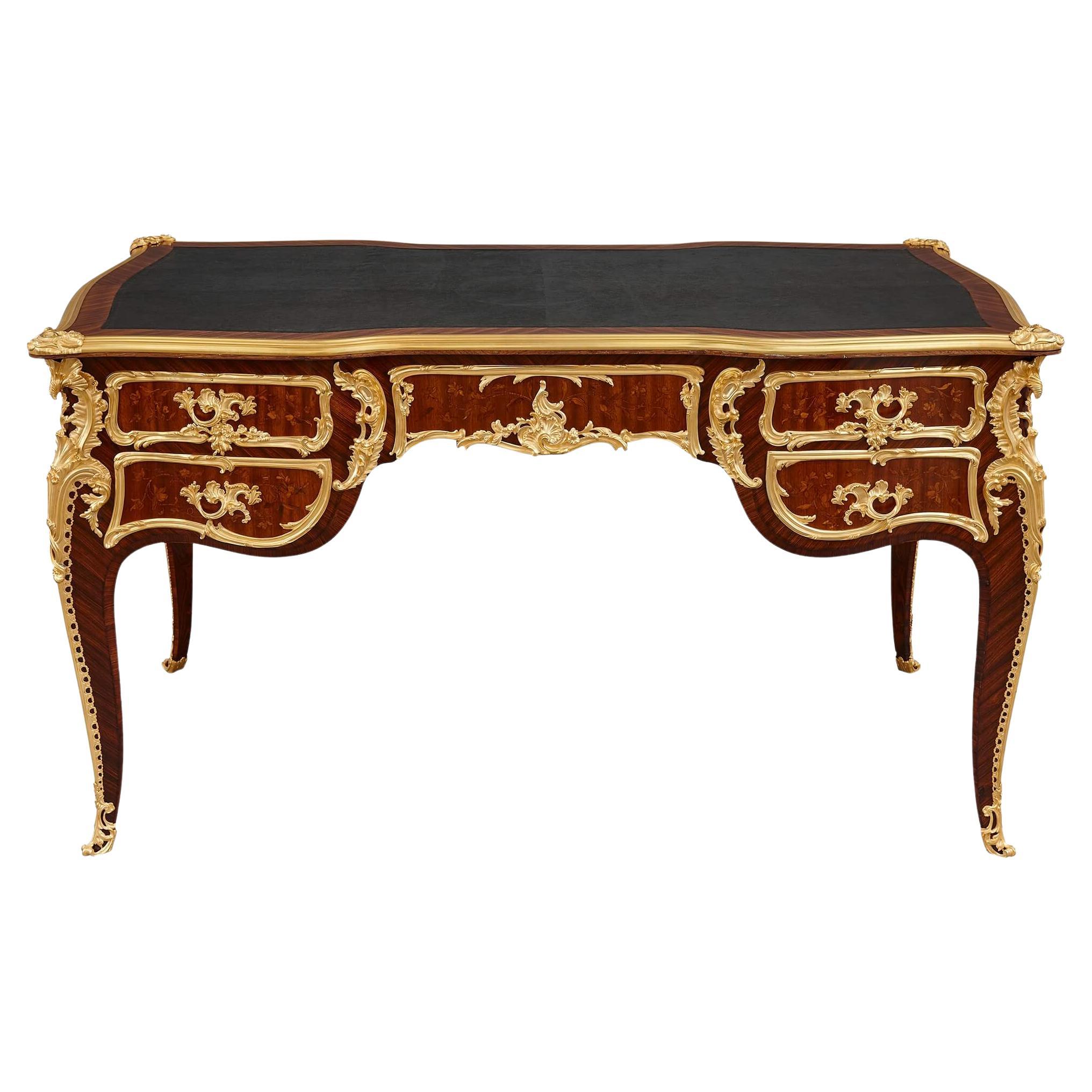 Ormolu Mounted Louis XV Style Kingwood and Marquetry Desk by Zwiener ...
