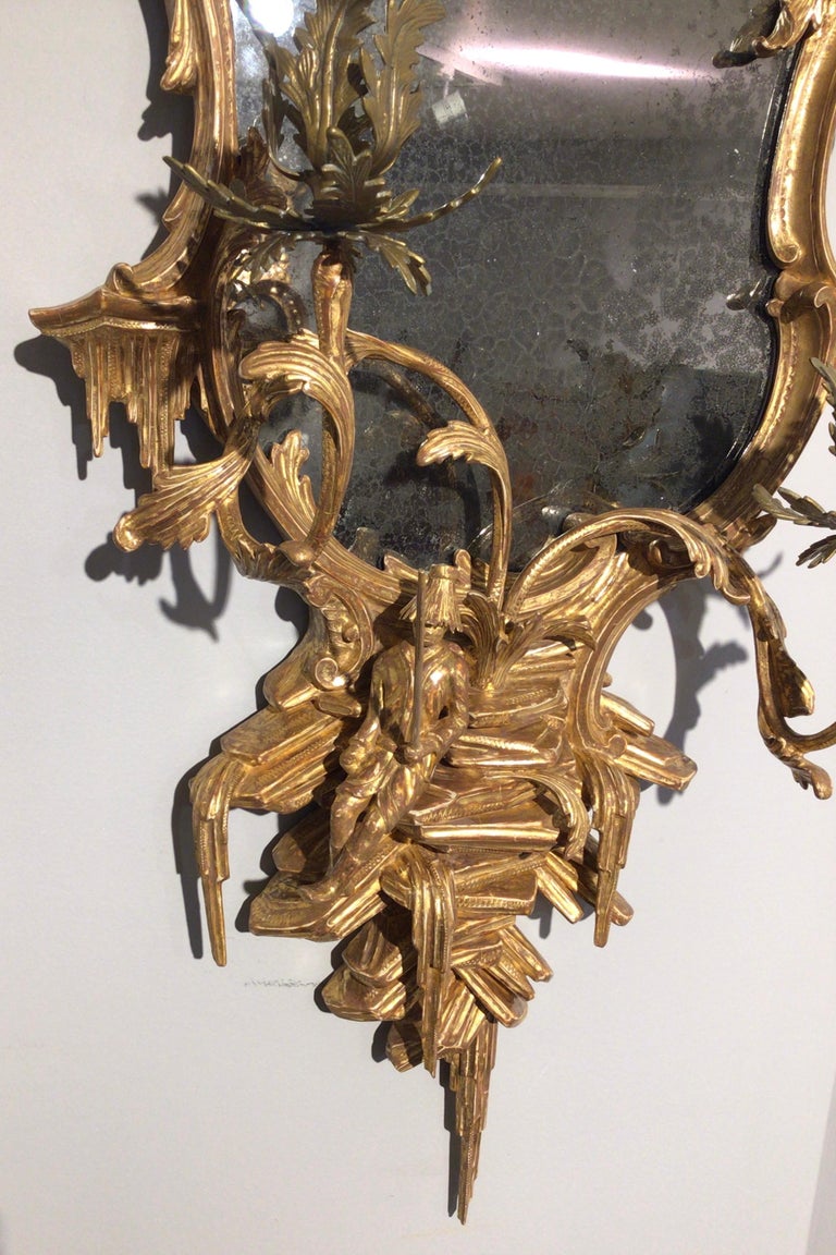 Outstanding Chinese Chippendale Carved Giltwood Girandole For Sale at ...