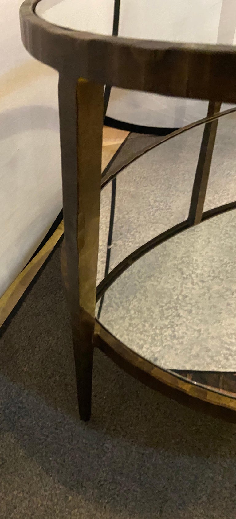 Oval Antiqued Metal Coffee / Low Table with Glass Top at 1stDibs | oval ...