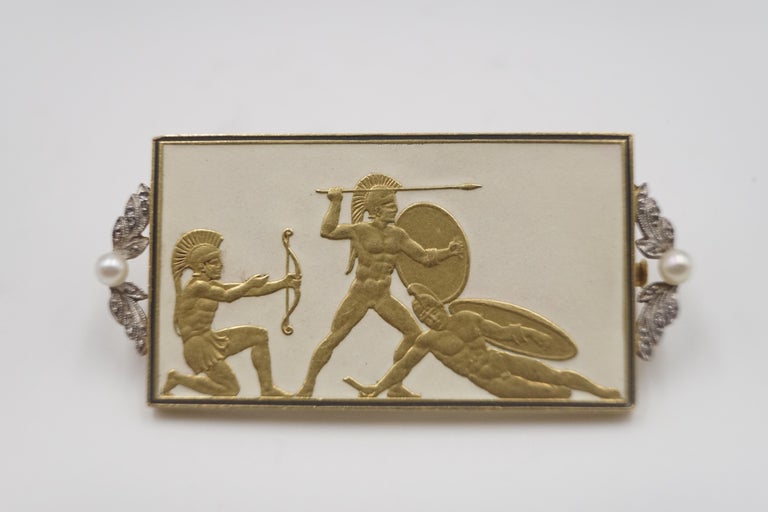 Rare Art Nouveau Gold and Diamond Greek 'Spartan' Soldier Brooch For ...