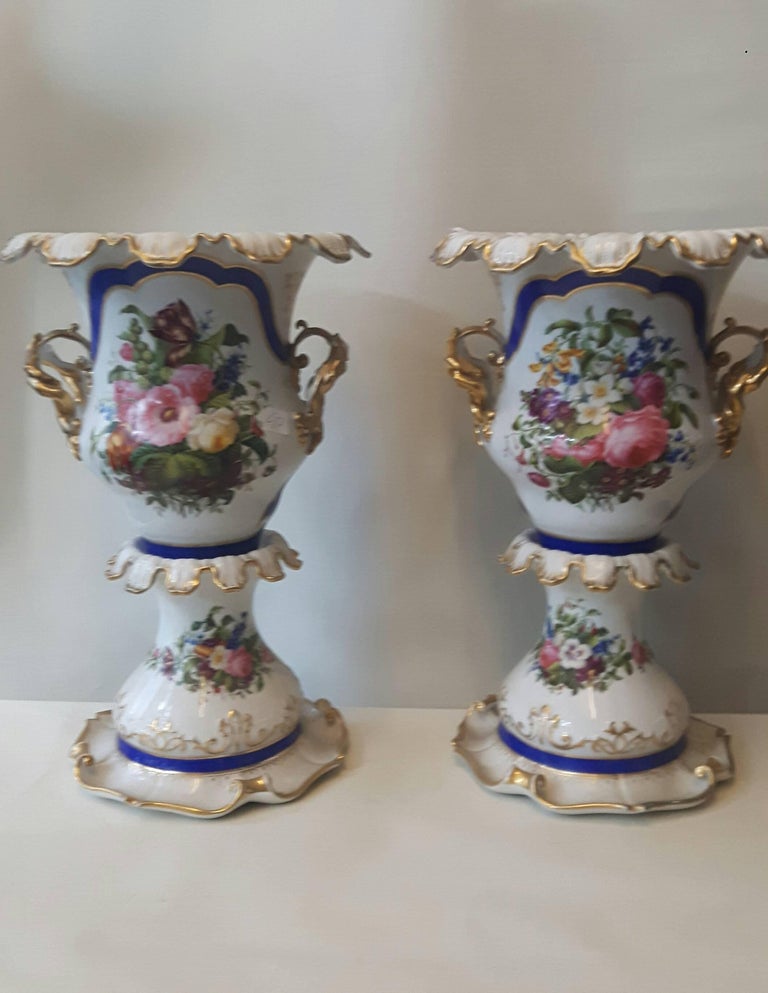Unusual Pair of 19th Century Paris Vases For Sale at 1stDibs