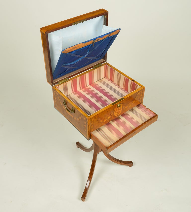 Unusual Irish George III Harewood and Satinwood Inlaid Work Table For ...