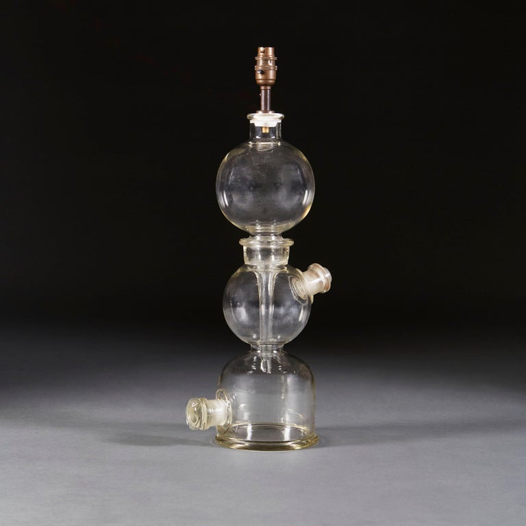 Unusual Scientific Distilling Glass Vessel as a Lamp For Sale at 1stDibs