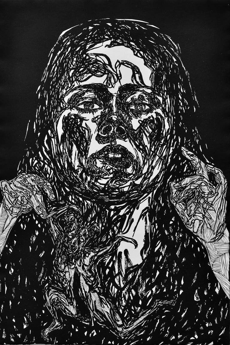 Ana Cazares - Ana Cazares, ¨Títere perro¨, 2019, Woodcut, 44.1x29.9 in ...