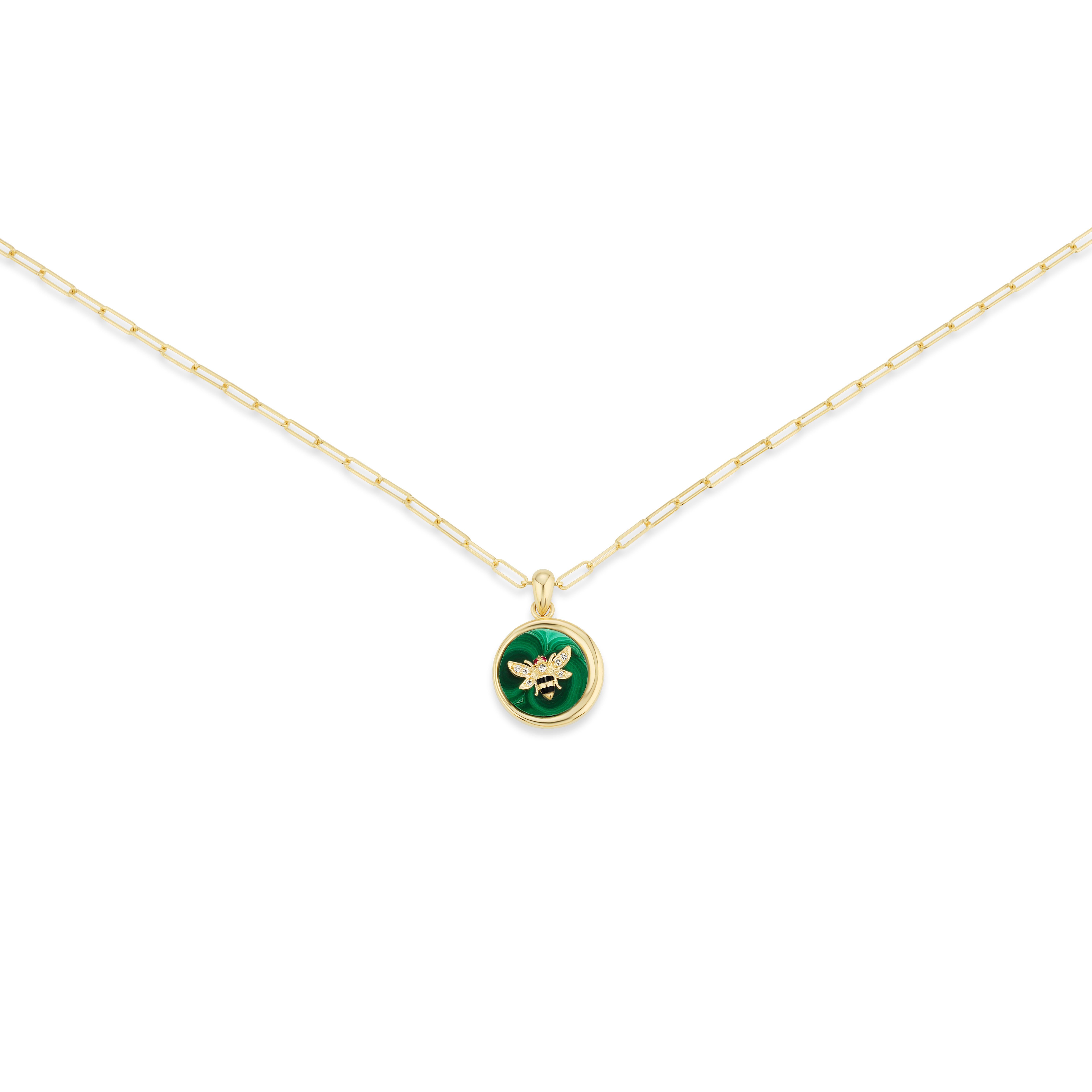 AnaKatarina Elements 'Earth' Pendant in 18k Gold, Malachite, Ruby, and ...
