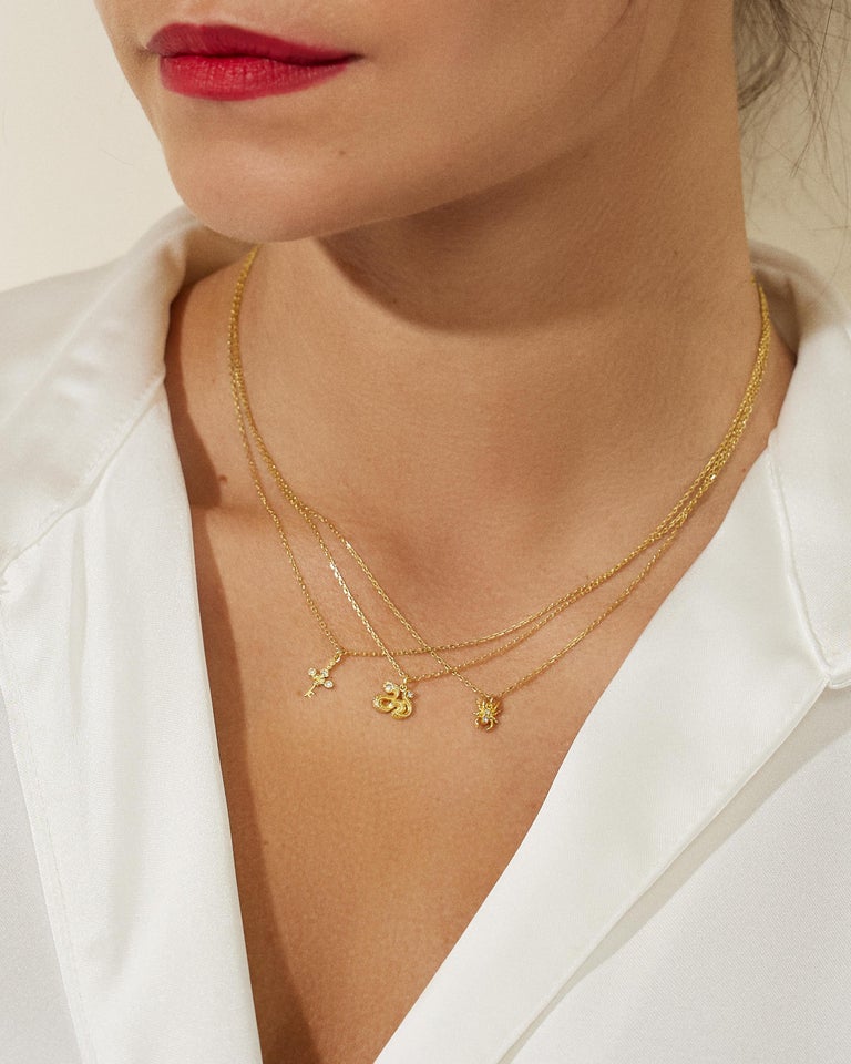AnaKatarina Yellow Gold and Diamond 'Love' Key Charm Necklace For Sale ...