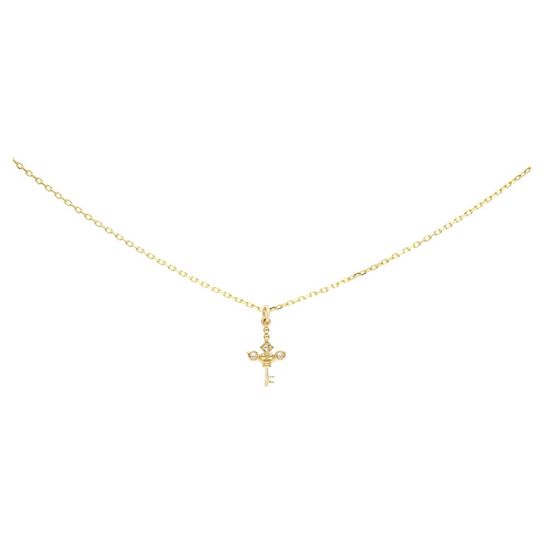 AnaKatarina Yellow Gold and Diamond 'Love' Key Charm Necklace For Sale ...