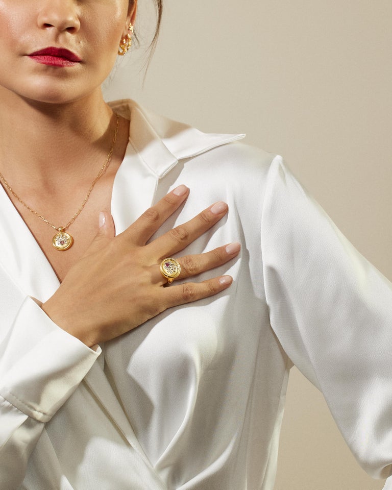 AnaKatarina Yellow Gold, Tourmaline, and Diamond 'Love' Signet Pendant ...