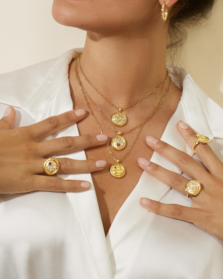 AnaKatarina Yellow Gold, Tourmaline, and Diamond 'Love' Signet Pendant ...