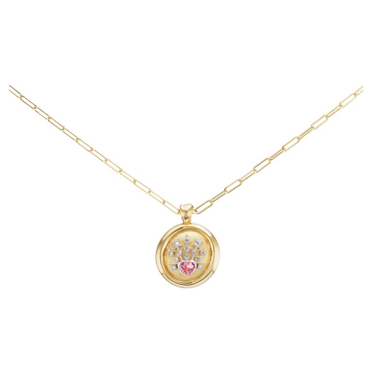 AnaKatarina Yellow Gold, Tourmaline, and Diamond 'Love' Signet Pendant ...