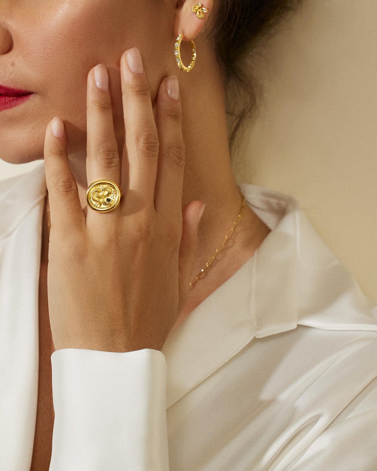 AnaKatarina Yellow Gold and Diamond 'Wisdom' Signet Pendant Necklace ...