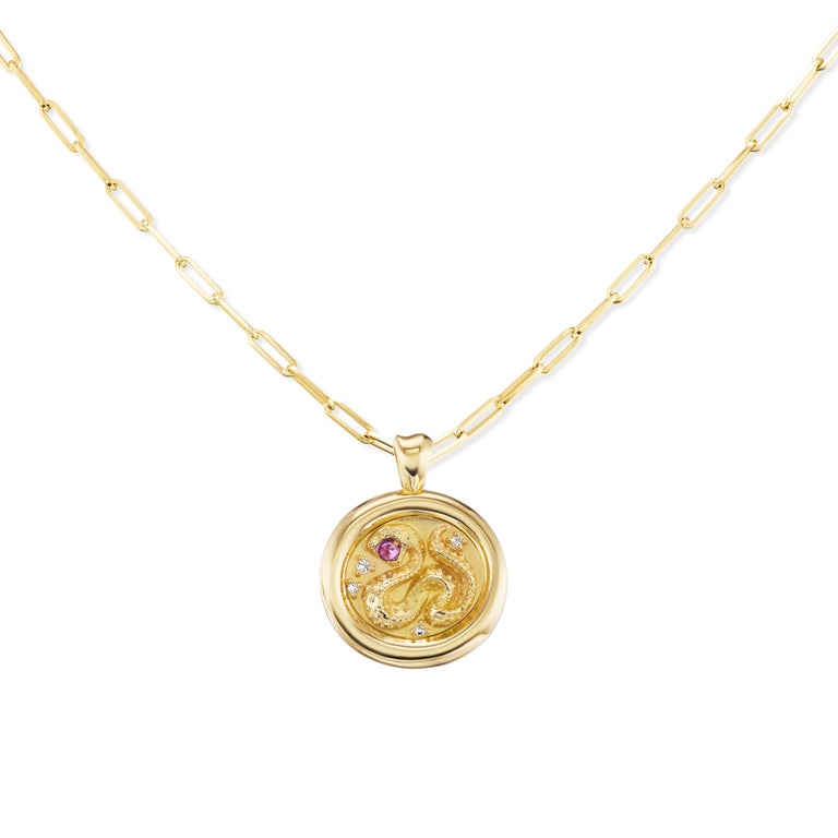 AnaKatarina Yellow Gold and Diamond 'Wisdom' Signet Pendant Necklace ...