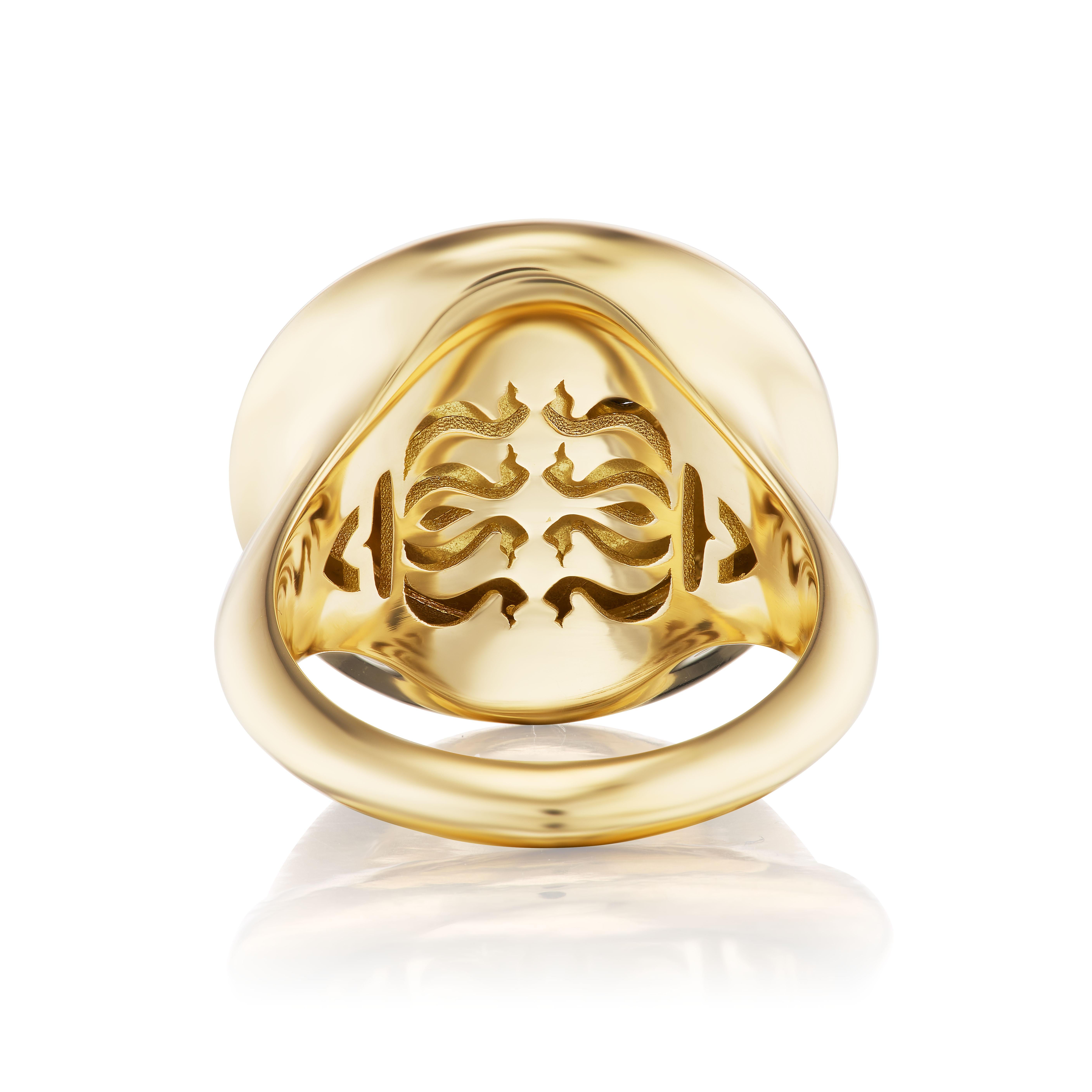 Customizable AnaKatarina Yellow Gold and Diamond 'Wisdom' Signet Ring ...