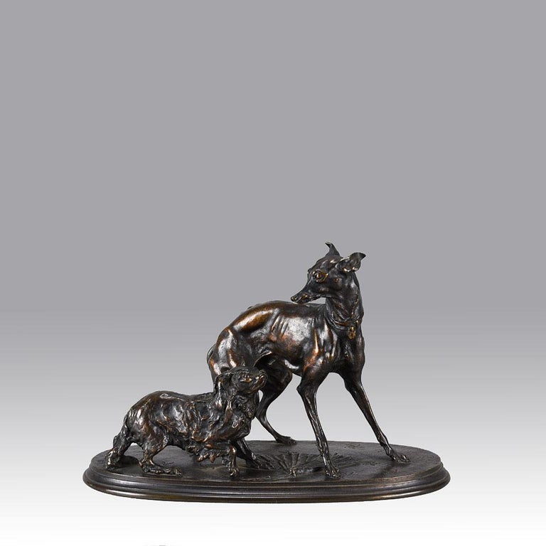 Anamilier Bronze Entitled "Greyhound and King Charles Spaniel" by P J ...