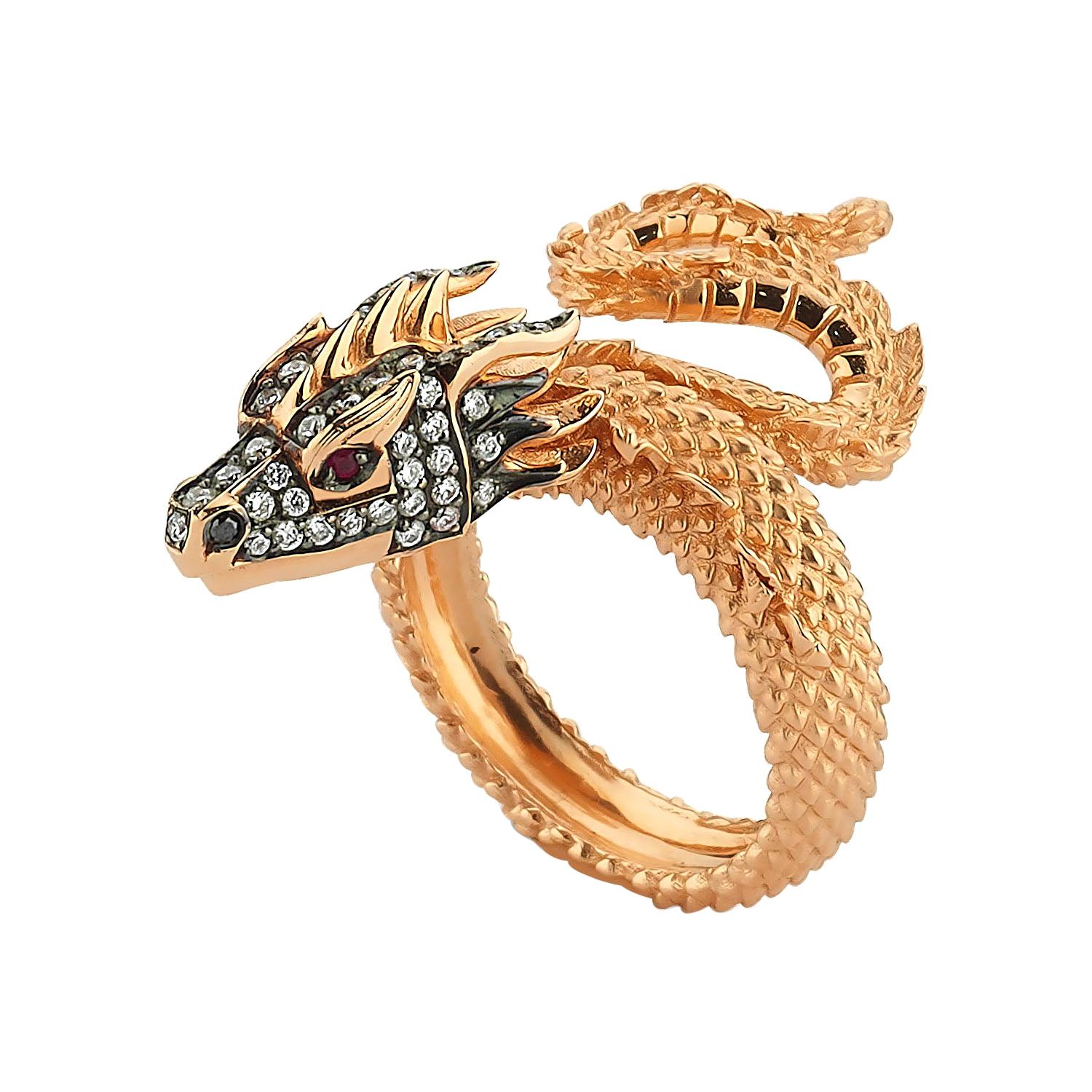 Ananta Sesha Long Tail Ring in 14 Karat Rose Gold with 0.34ct White ...