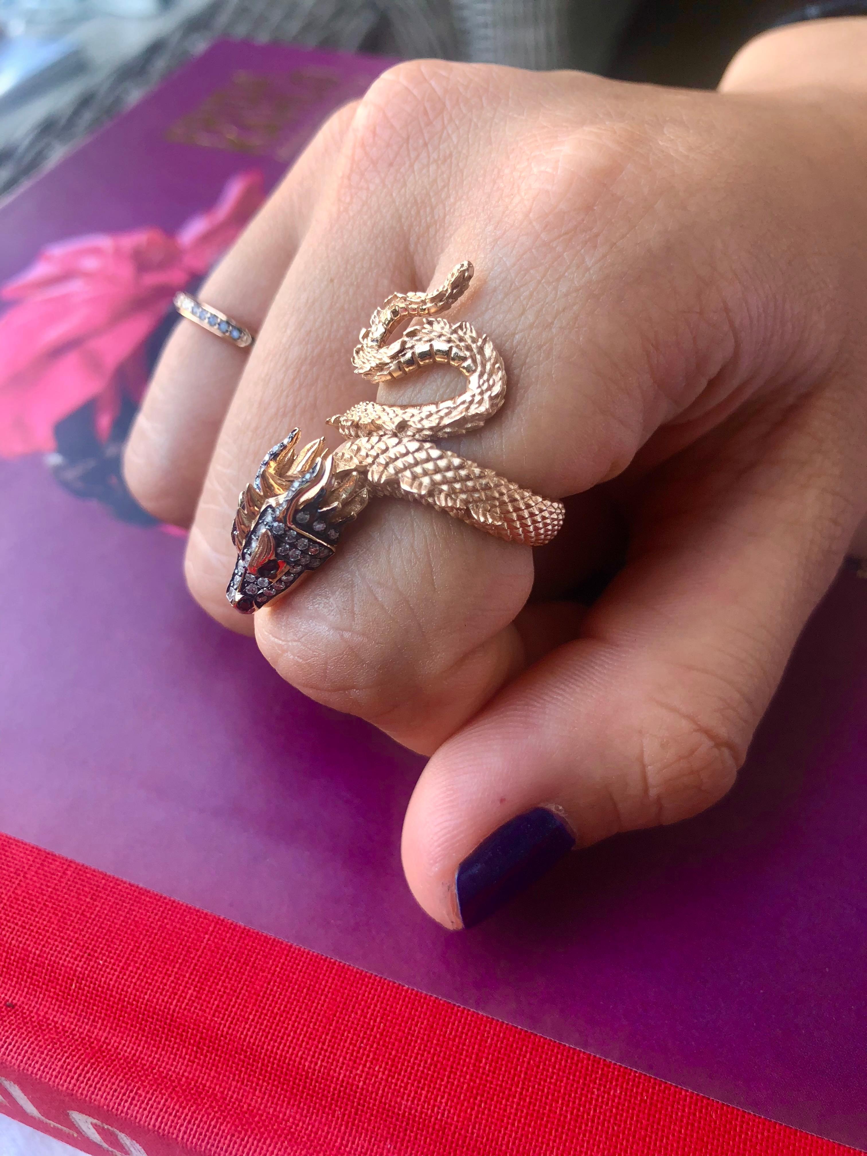 Ananta Sesha Long Tail Ring in 14 Karat Rose Gold with 0.34ct White ...