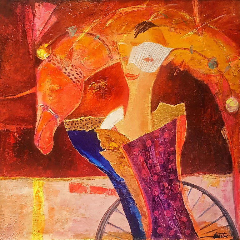 Anastas Kamburov - Carousel - Abstract Figurative Blue Green White ...