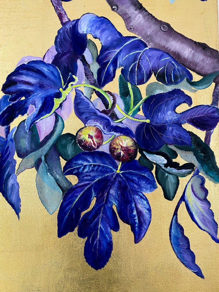 Anastasia Gklava - Fig Tree Under the Moon - Oil and gold painting ...