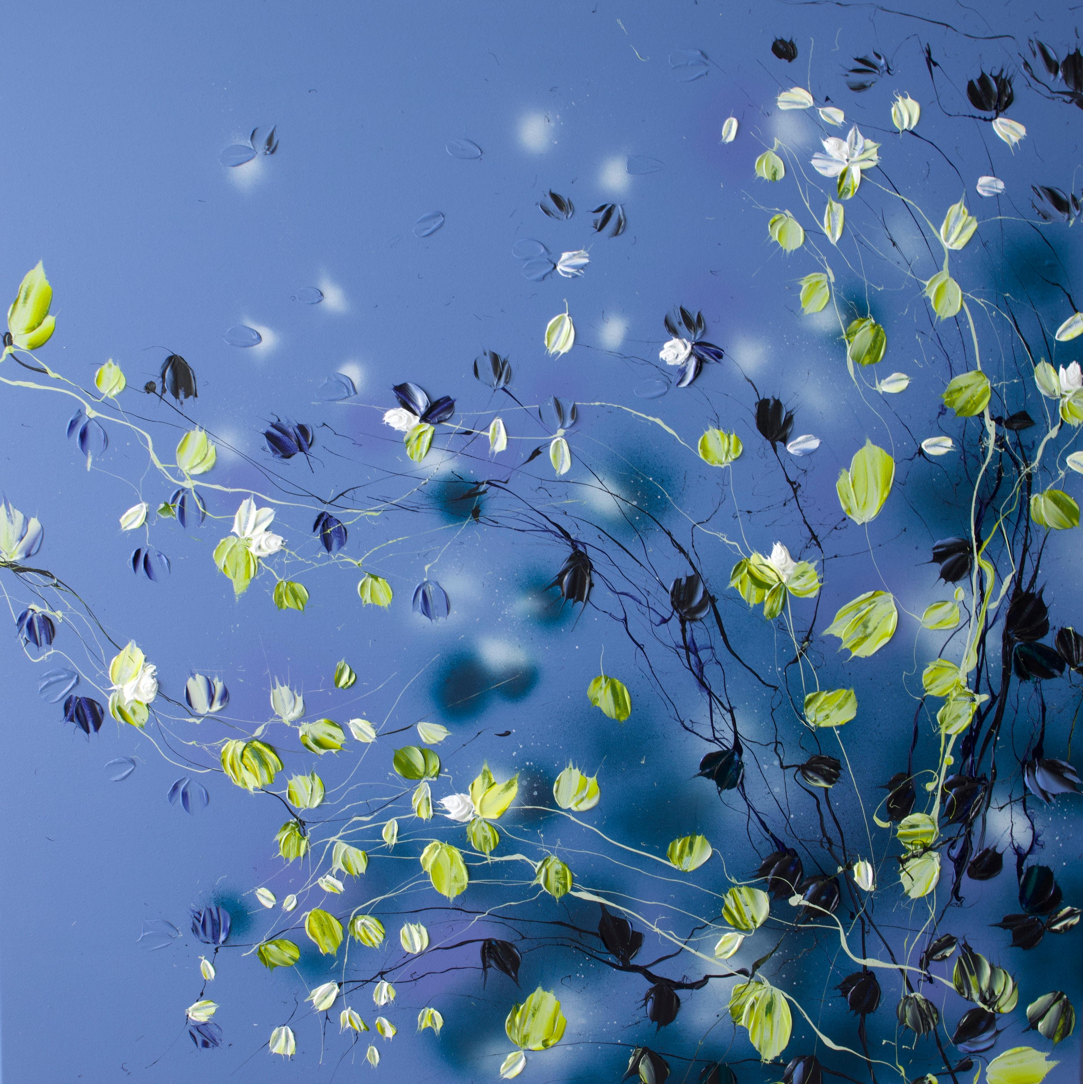 Anastassia Skopp - "Blue Night" floral large textured painting For Sale ...