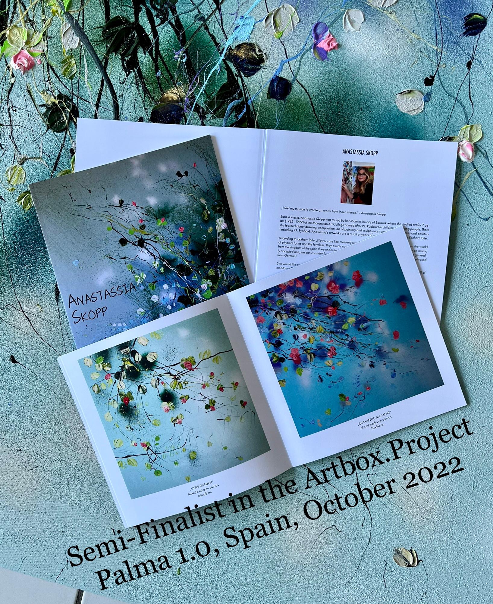 Anastassia Skopp - "Floral September" floral blue square large painting ...
