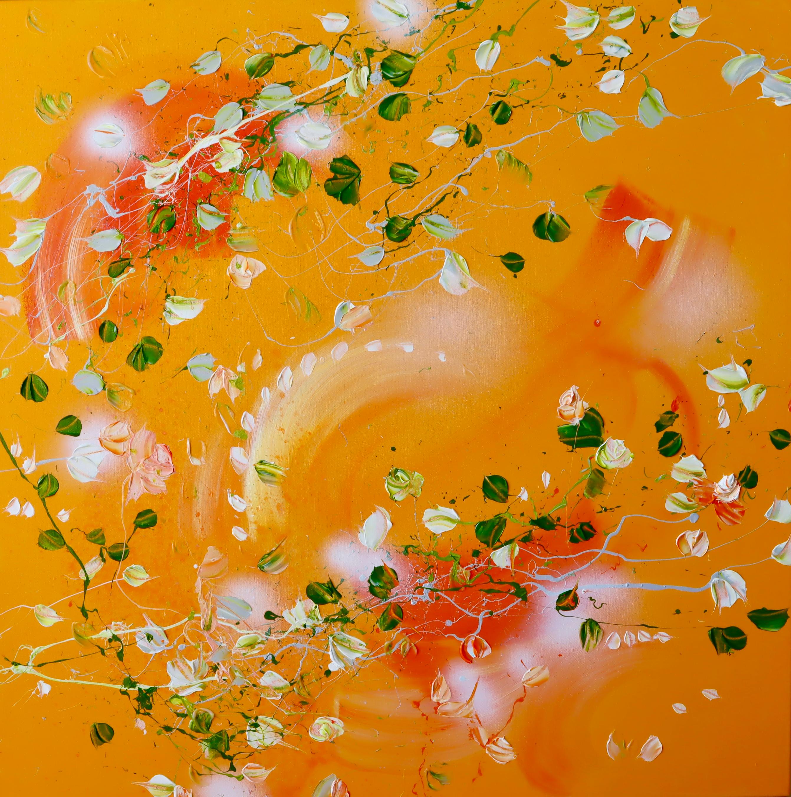 Anastassia Skopp - "Orange Mood" floral large painting For Sale at 1stDibs