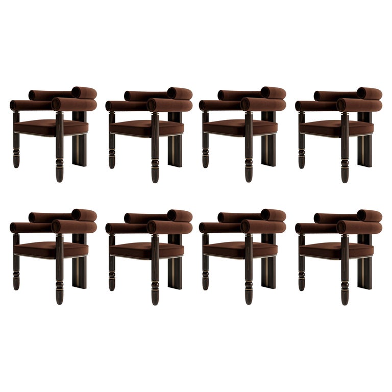 Anatolian Chair Set of 8, Mid-Century Modern Style, Velvet Fabric ...