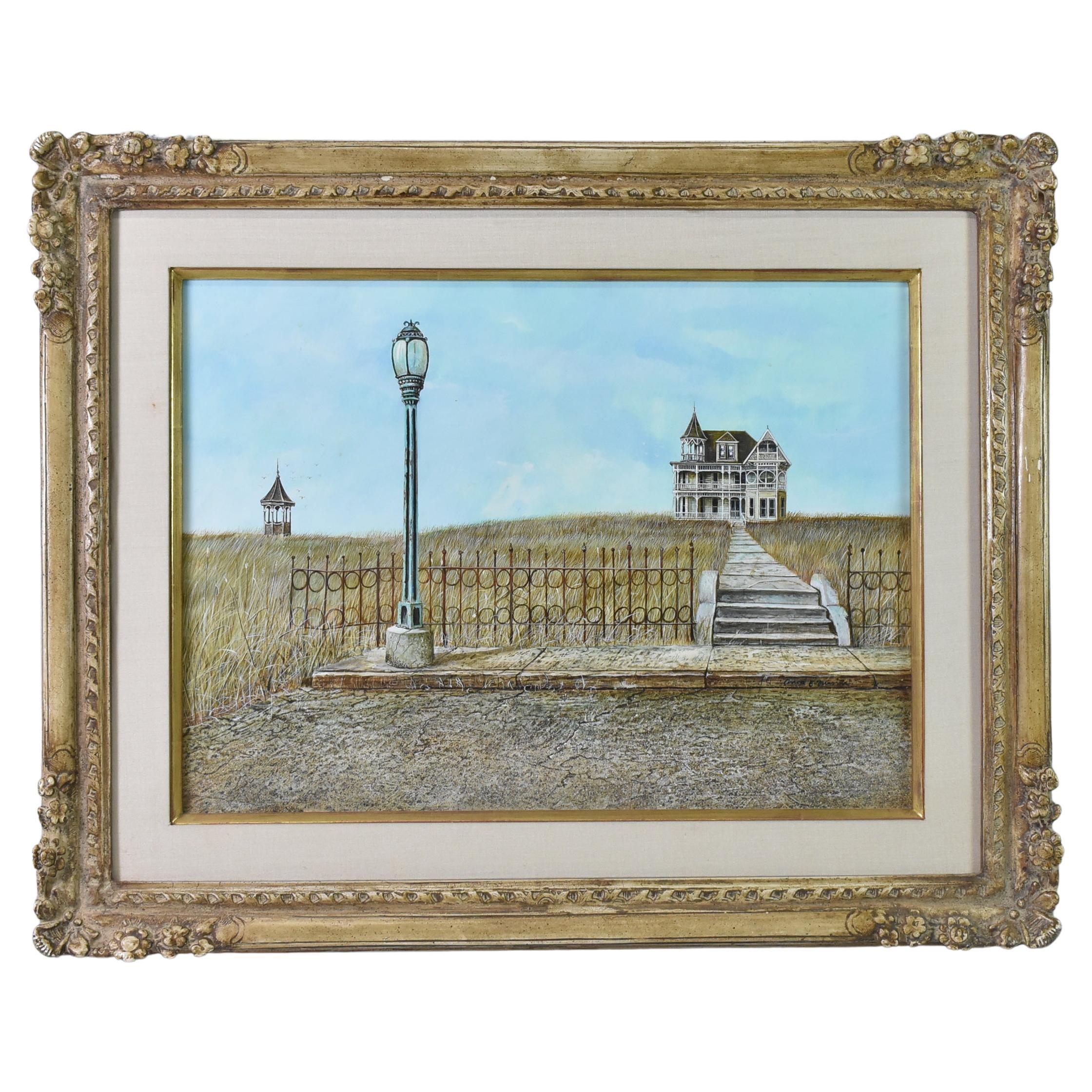 Ancel E. Nunn (1928-1999) Painting on Masonite Board of Victorian House ...