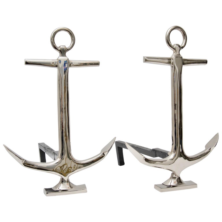 Anchor Form Fireplace Fire Dogs at 1stDibs